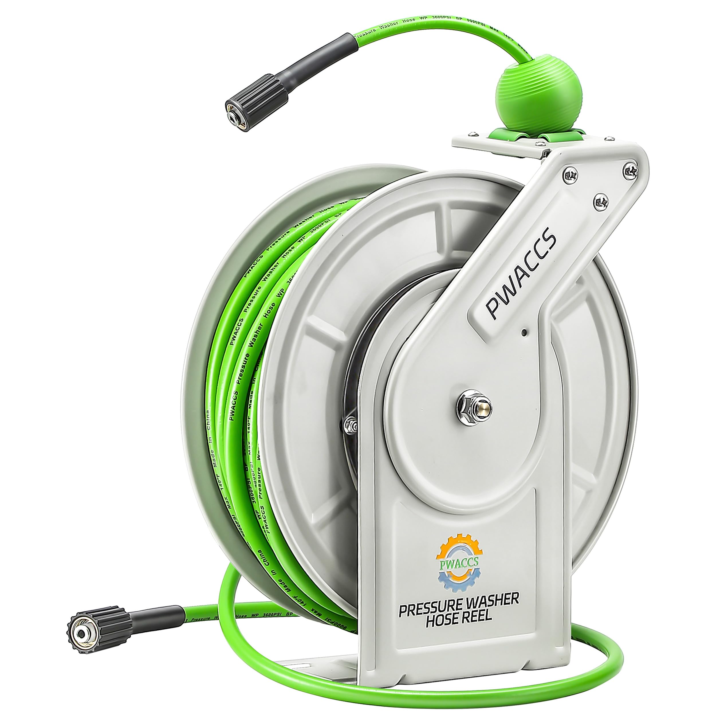 PWACCS Retractable Pressure Washer Hose Reel, 1/4" x 60ft Heavy Duty ...