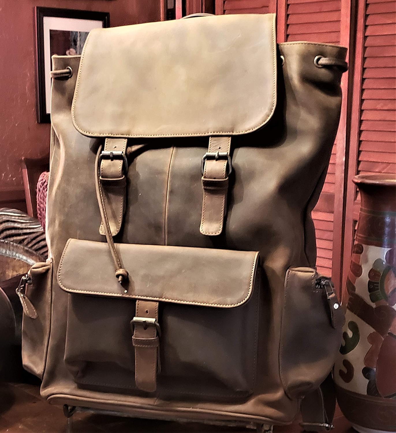 Amazon.com: Large Rustic Leather Backpack: Handmade