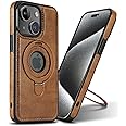 Amazon.com: VAUSERDY Magnetic for iPhone 14/13 Leather Case,Invisible Stand [Compatible with ...