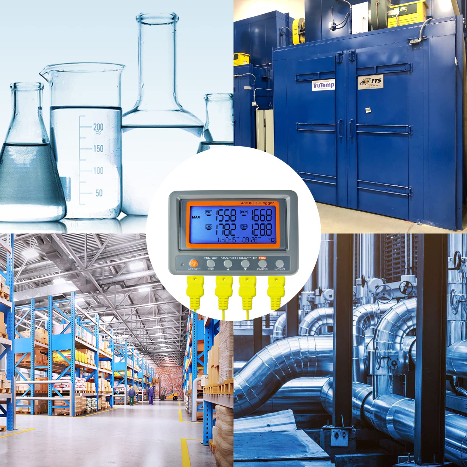 Mua Digital 4 Channel K-Type Thermocouple Thermometer Recorder with 8G ...