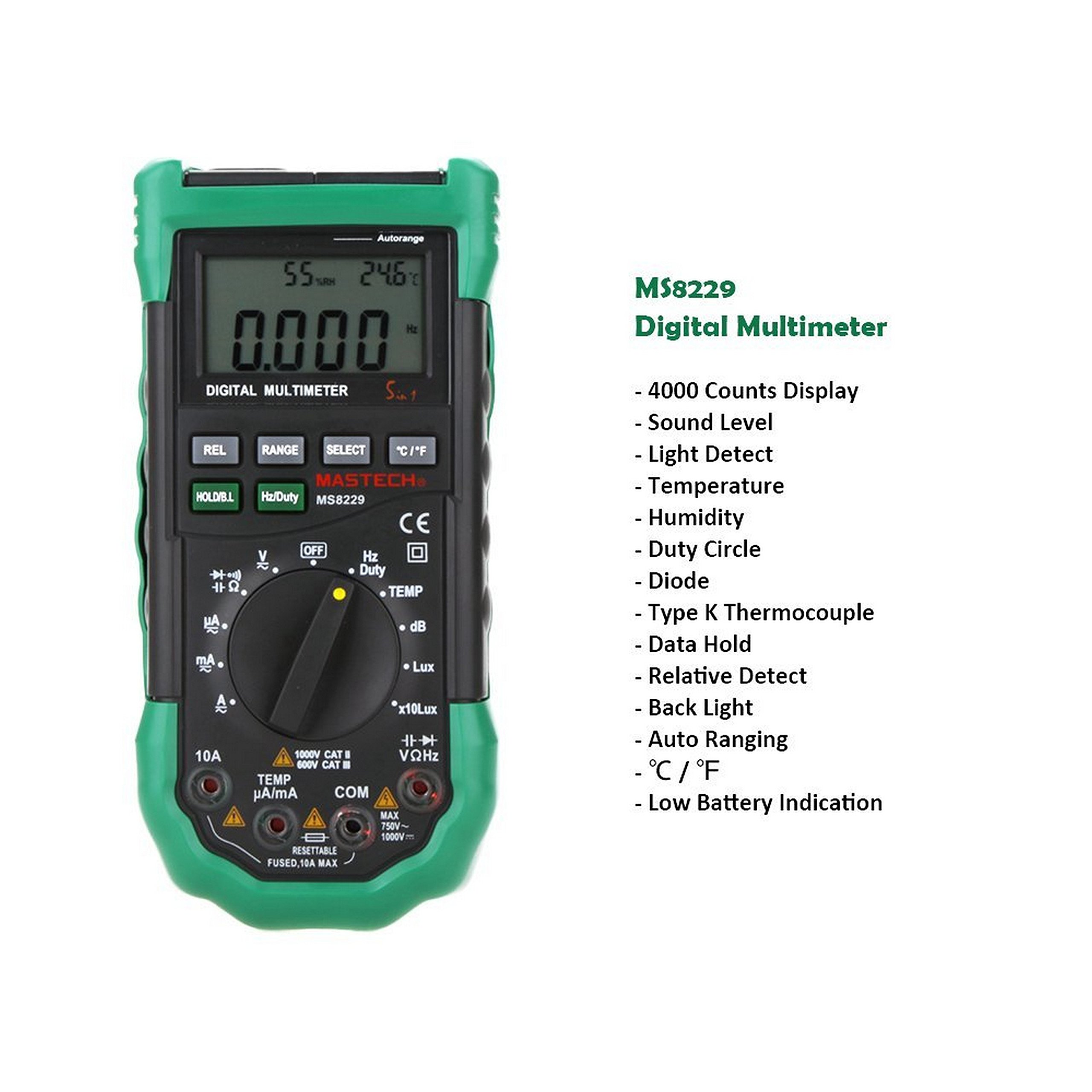 Mua Mastech MS8229 5 in1 Auto Range Digital Multimeter Lux Sound Level ...