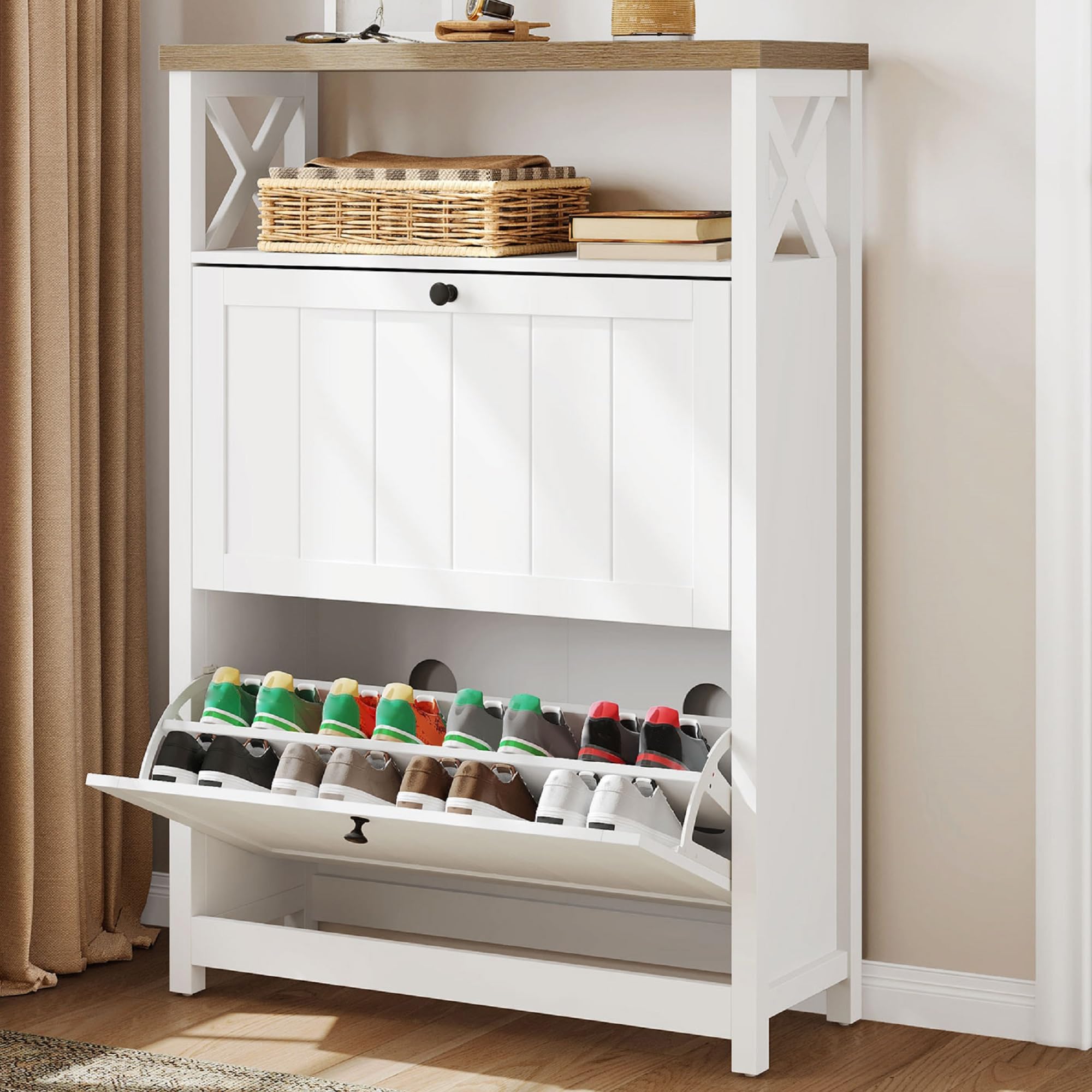 YITAHOME Shoe Cabinet with 2 Flip Drawers, Entryway Shoe Storage ...