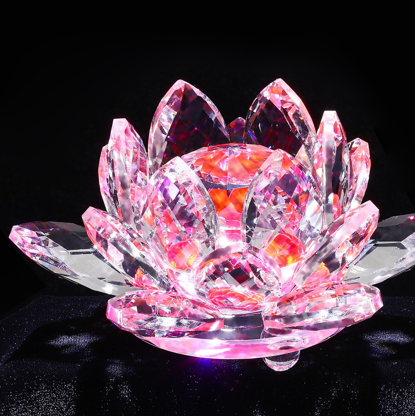 TENGFENG Sparkle Crystal Lotus Flower - 4'' Hue Reflection Clear ...