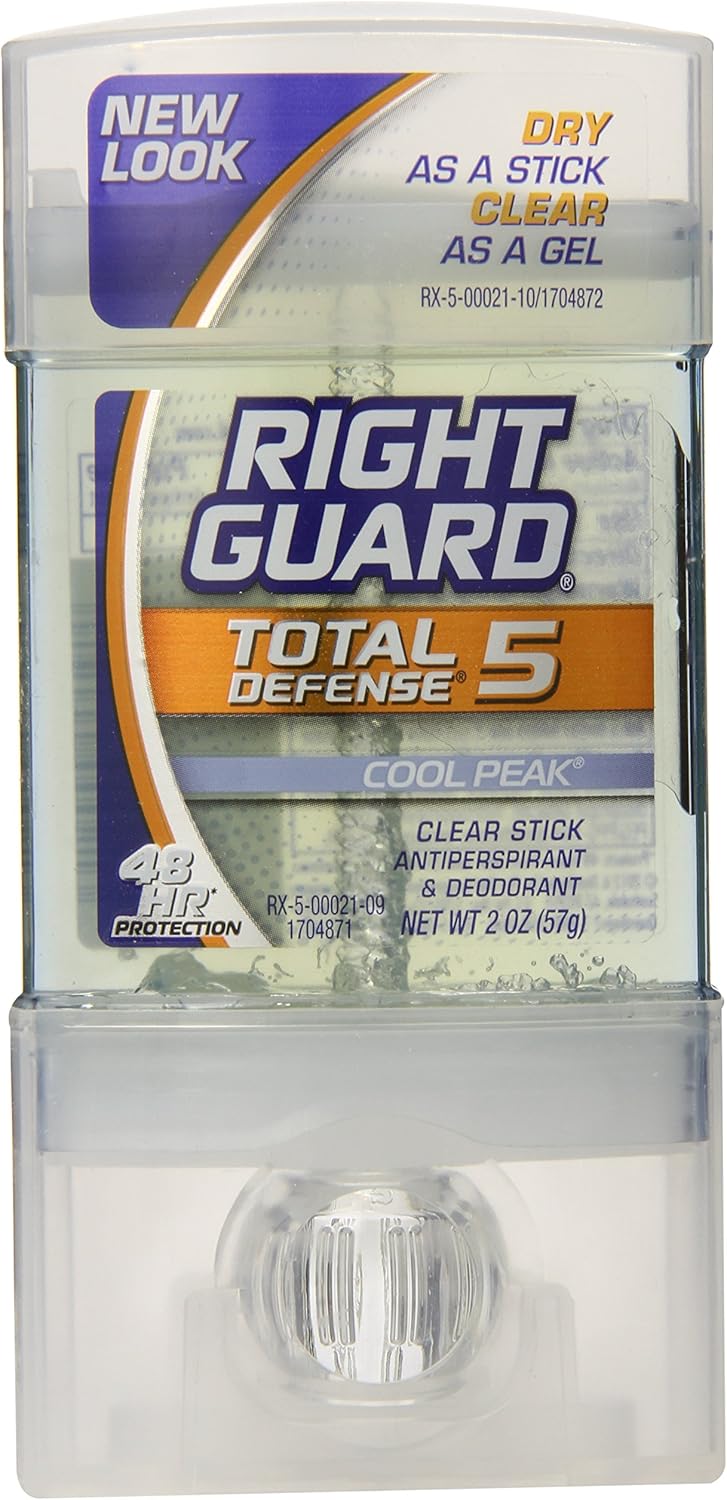 Right Guard Total Defense Clear Stick, Cool Peak, 2 Oz, Pack Of 6 ...