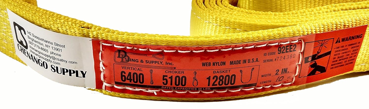 5,100 Choker Nylon Lifting Slings 6,400 lbs Vertical Heavy Duty USA ...
