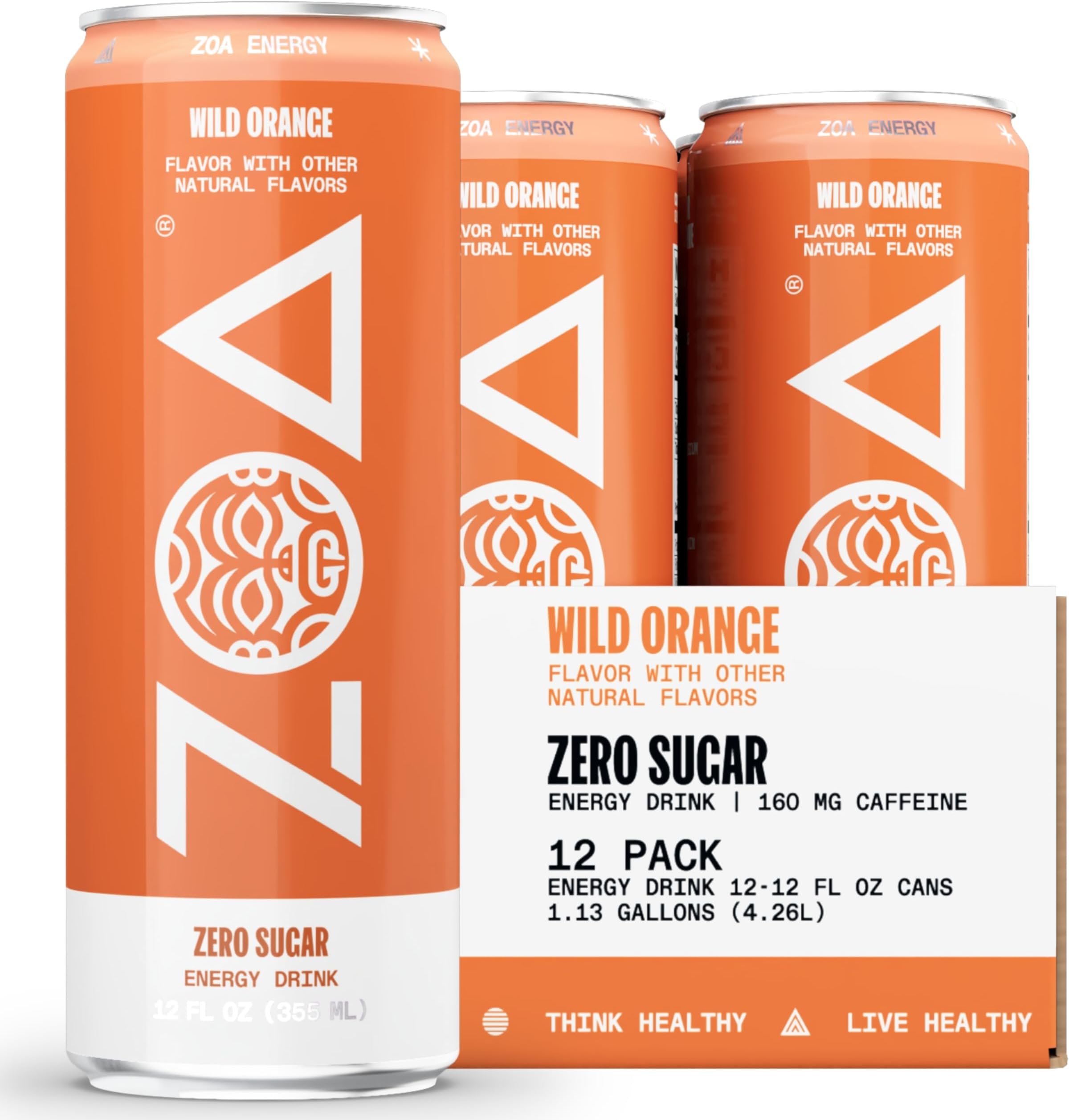 ZOA Zero Sugar Energy Drinks, Wild Orange - Sugar Free with ...