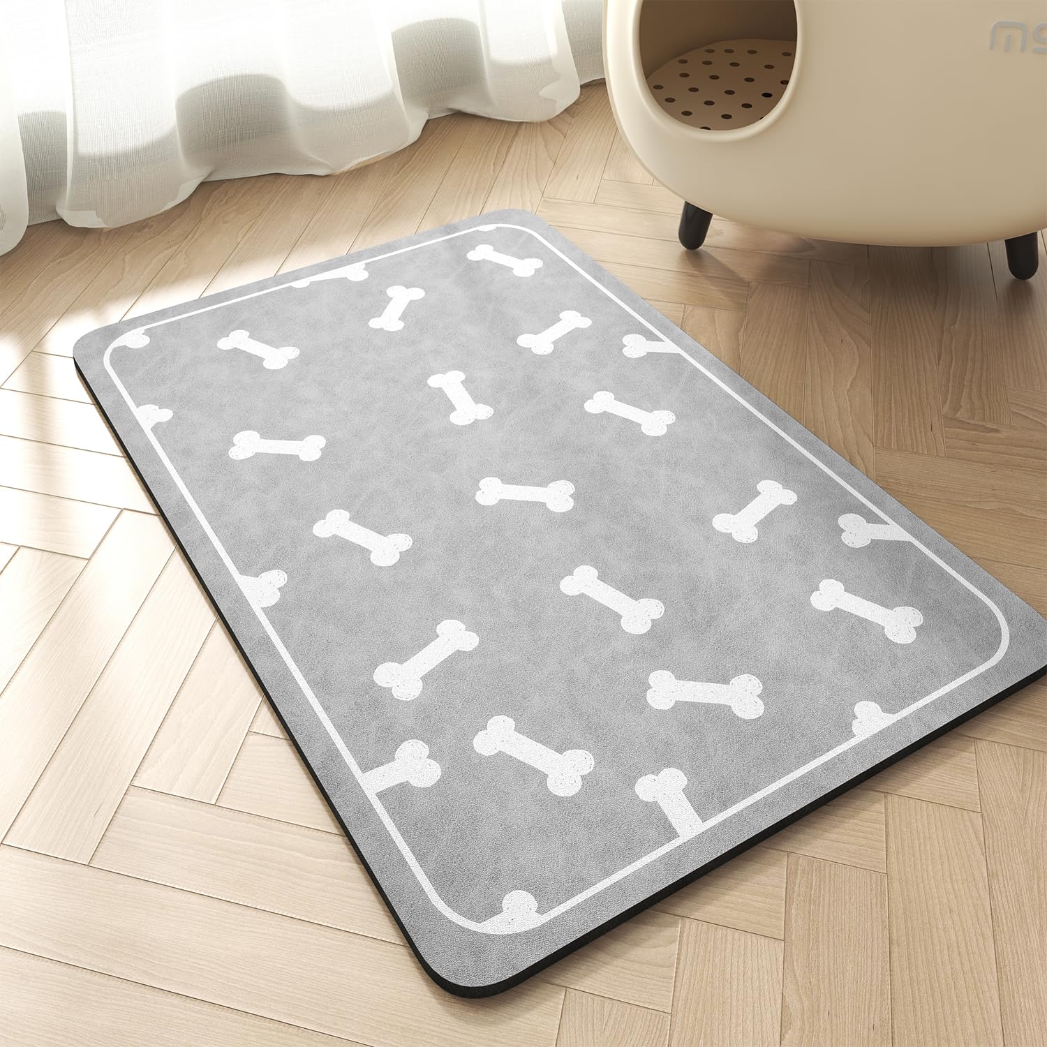 Pet Feeding Mat-Absorbent Dog Mat for Food and Water Bowl-No Stains ...