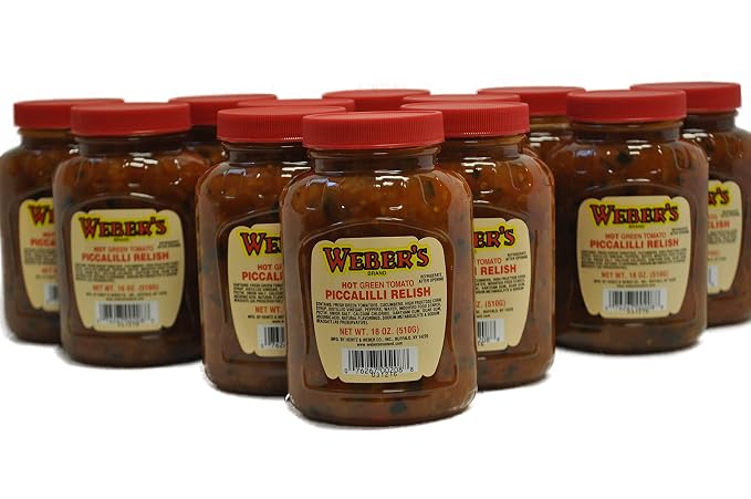 Amazon.com : Weber's Hot Green Tomato Piccalilli Relish 12ct : Pickle ...