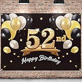 Amazon.com: SHUNTAI 52nd Birthday Balloons Gold and Black 52 Birthday ...