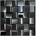 Amazon.com: Elephantile 5 Sheets Black Tiles Metal Mosaic Wall ...