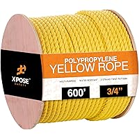 Amazon.com: Yellow Twisted Polypropylene Rope - 3/4" Floating Poly Pro ...