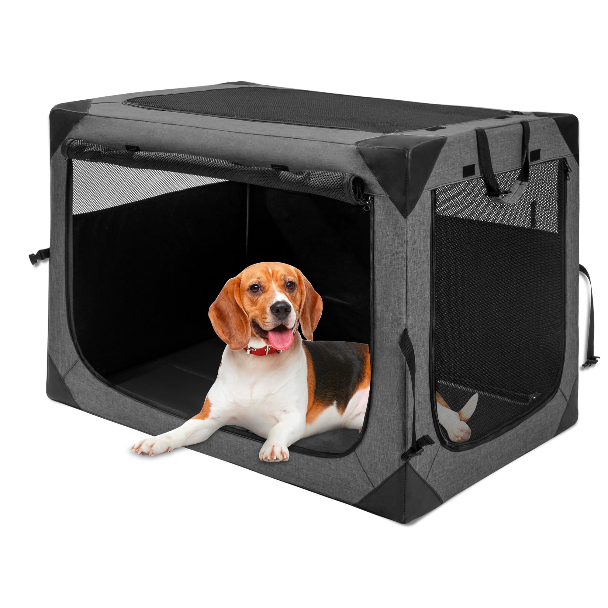 Hiaksedt Dog Crates - 36 Inch Collapsible Soft Dog Crate, 3-Door ...