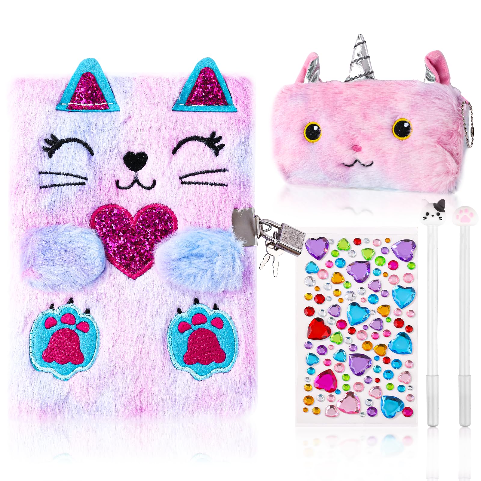 Cat Diary with Lock Gift for 6 7 8 Year Old Girl,Secret Journal ...