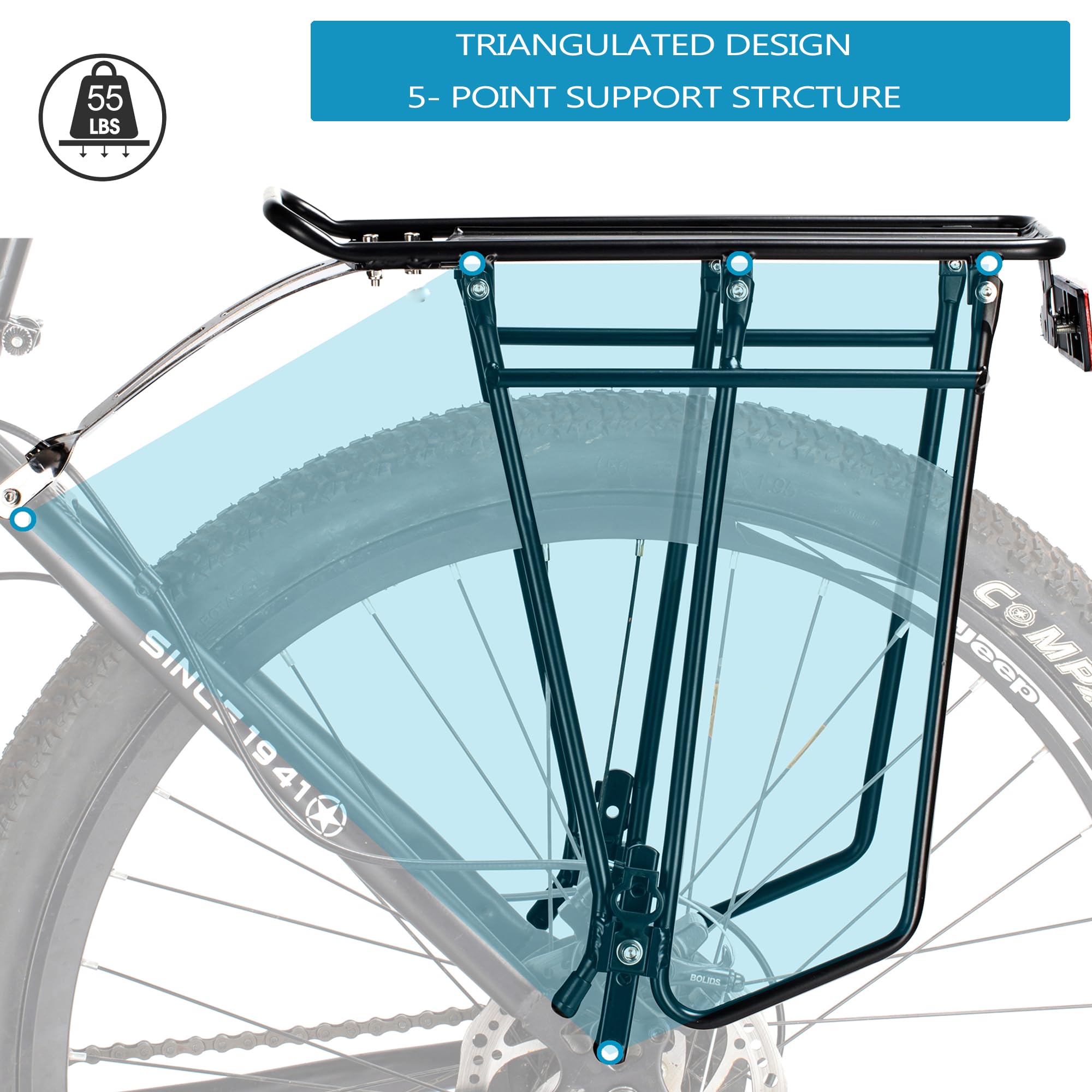 Mua YONTUO Rear Bike Rack with Extra Long Shelf's Arms,Universal Bike ...