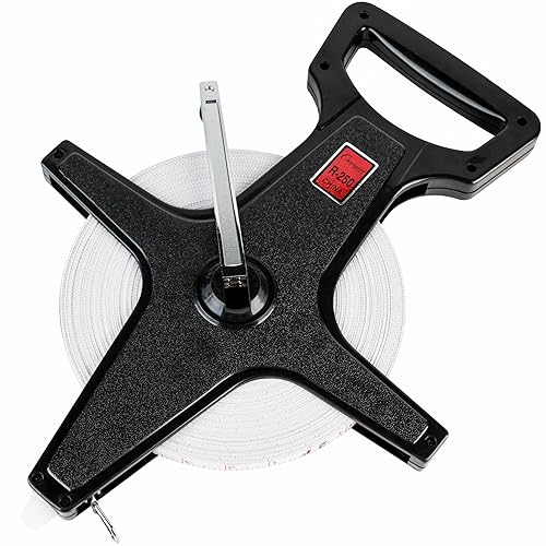 Champion Sports Open Reel Measure Tape, 250 ft, 75 Meters, with Metal ...