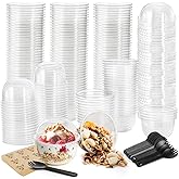 Amazon.com: ALMOXVYE 100 Pack 8 Oz Clear Plastic Cups with Dome Lids ...