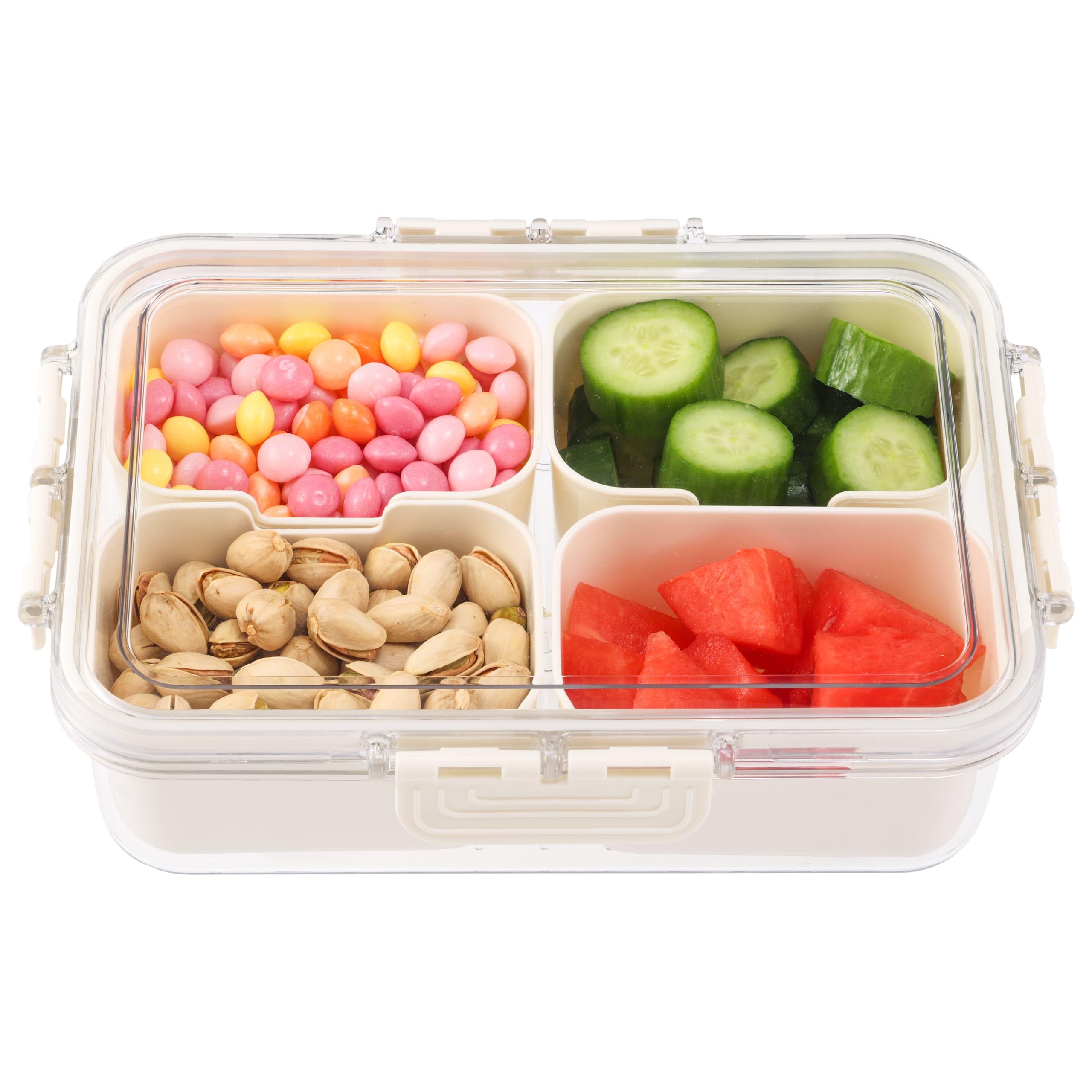 NAICISUM 8 Divided Serving Tray with Lid, Clear Snackle Box Container ...