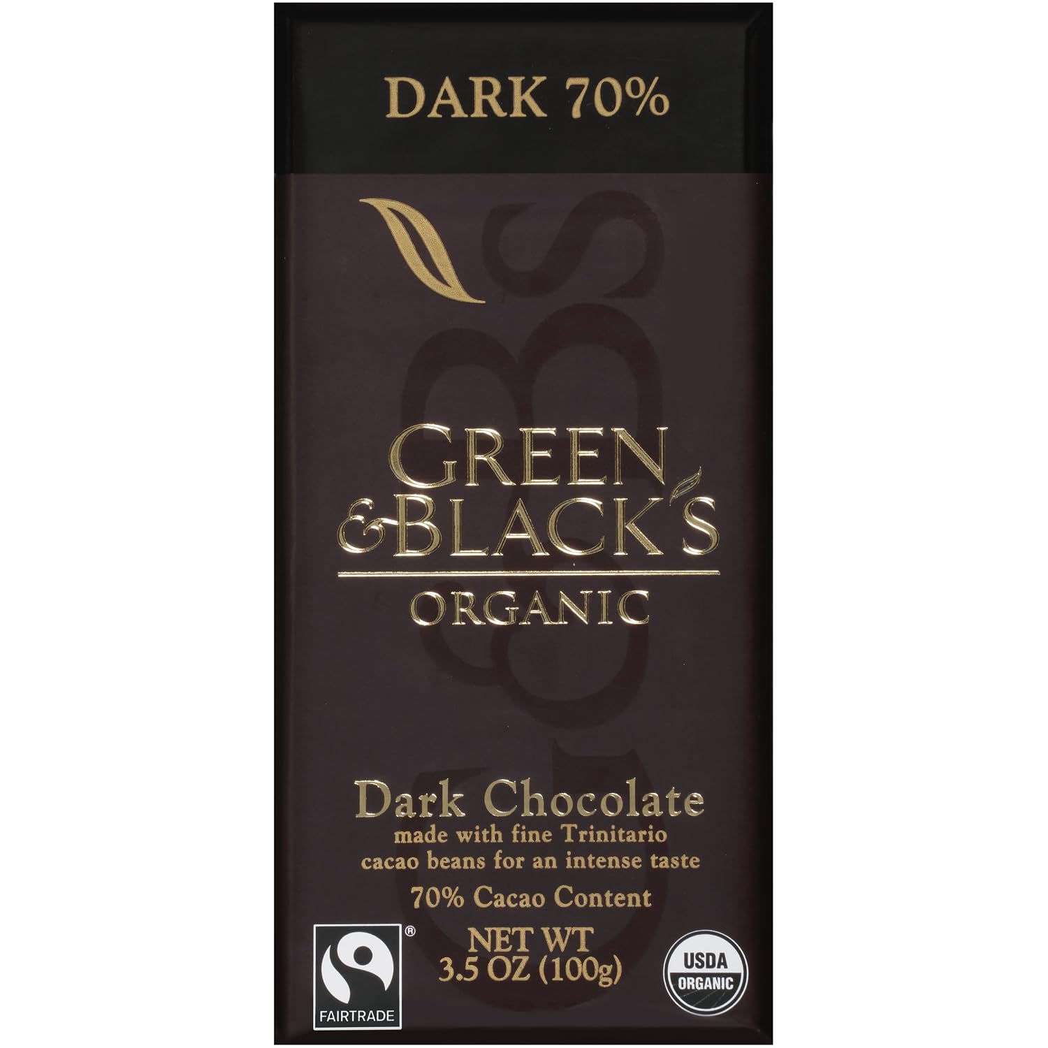 Amazon.com : Green & Black's Organic Dark Chocolate, 70% Cacao, 3.5 ...