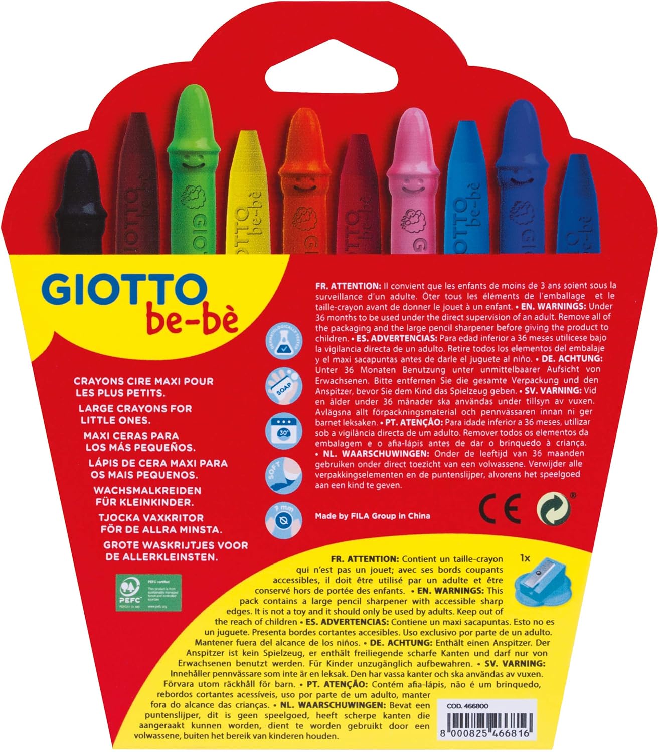 Giotto Be-Bè Super wax crayons Est. 10 pcs + Sacap. – BigaMart