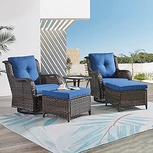 Amazon.com: HUMMUH 5 Piece Outdoor Patio Furniture Set Wicker ...