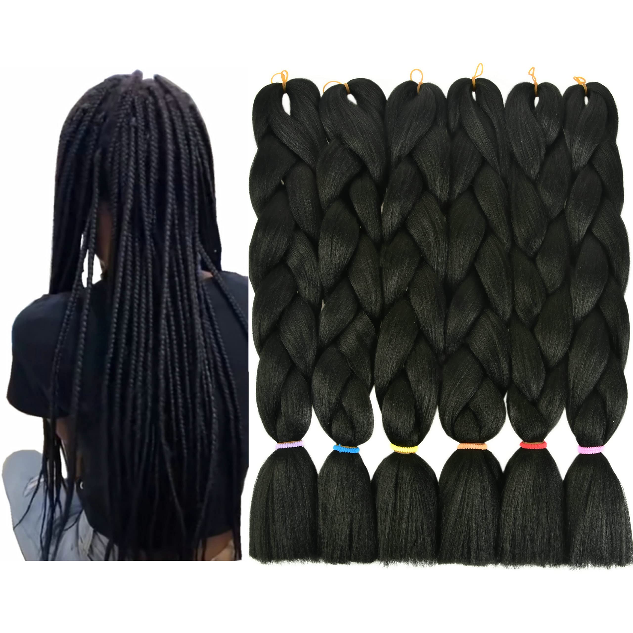 Mua Braiding Hair 24 Inch 6 Packs Black Kanekalon High Temperature ...