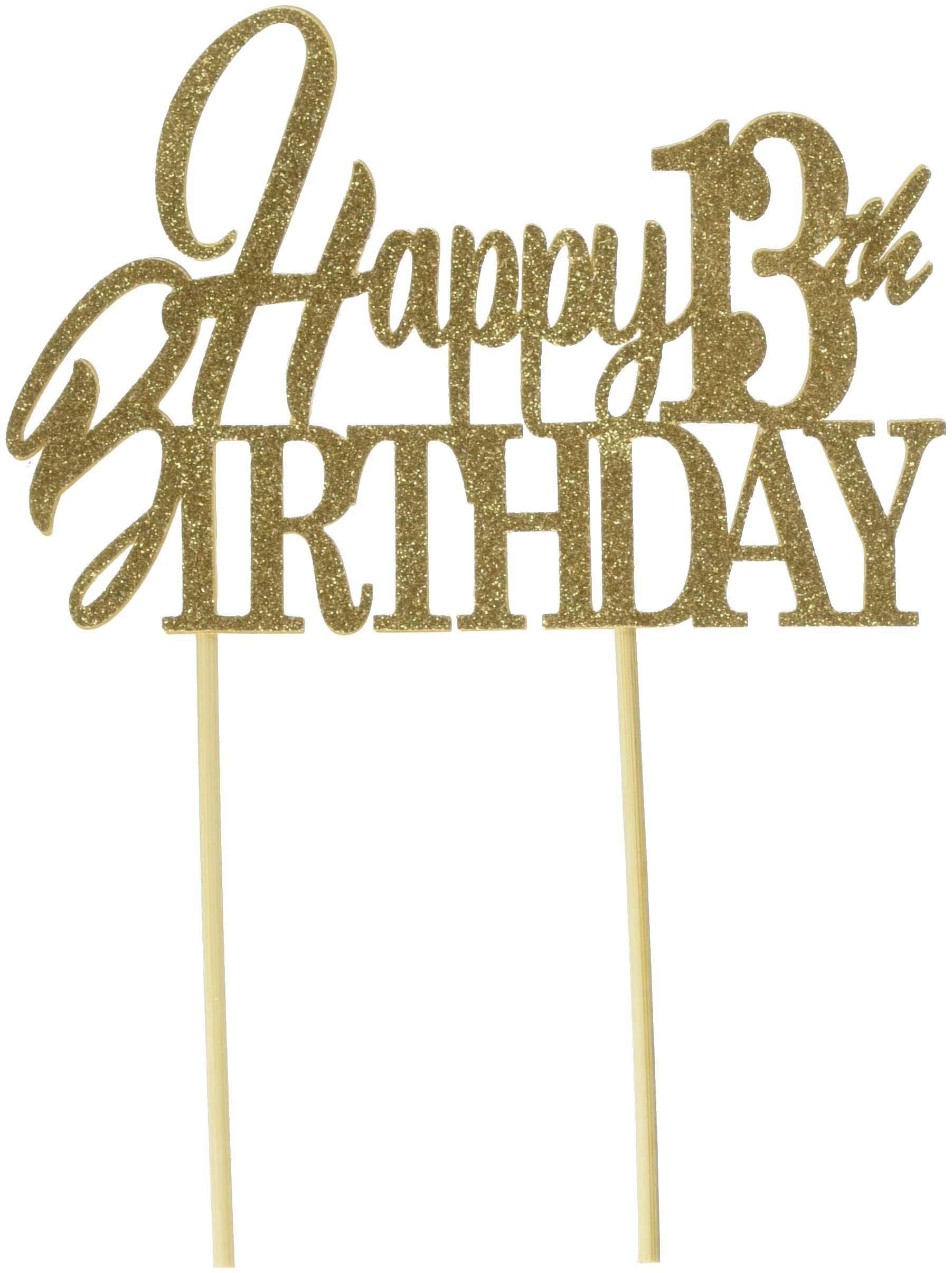 Amazon.com: Gold Glitter 13 - No-Mess Real Gold Glitter Cut-Out Numbers ...