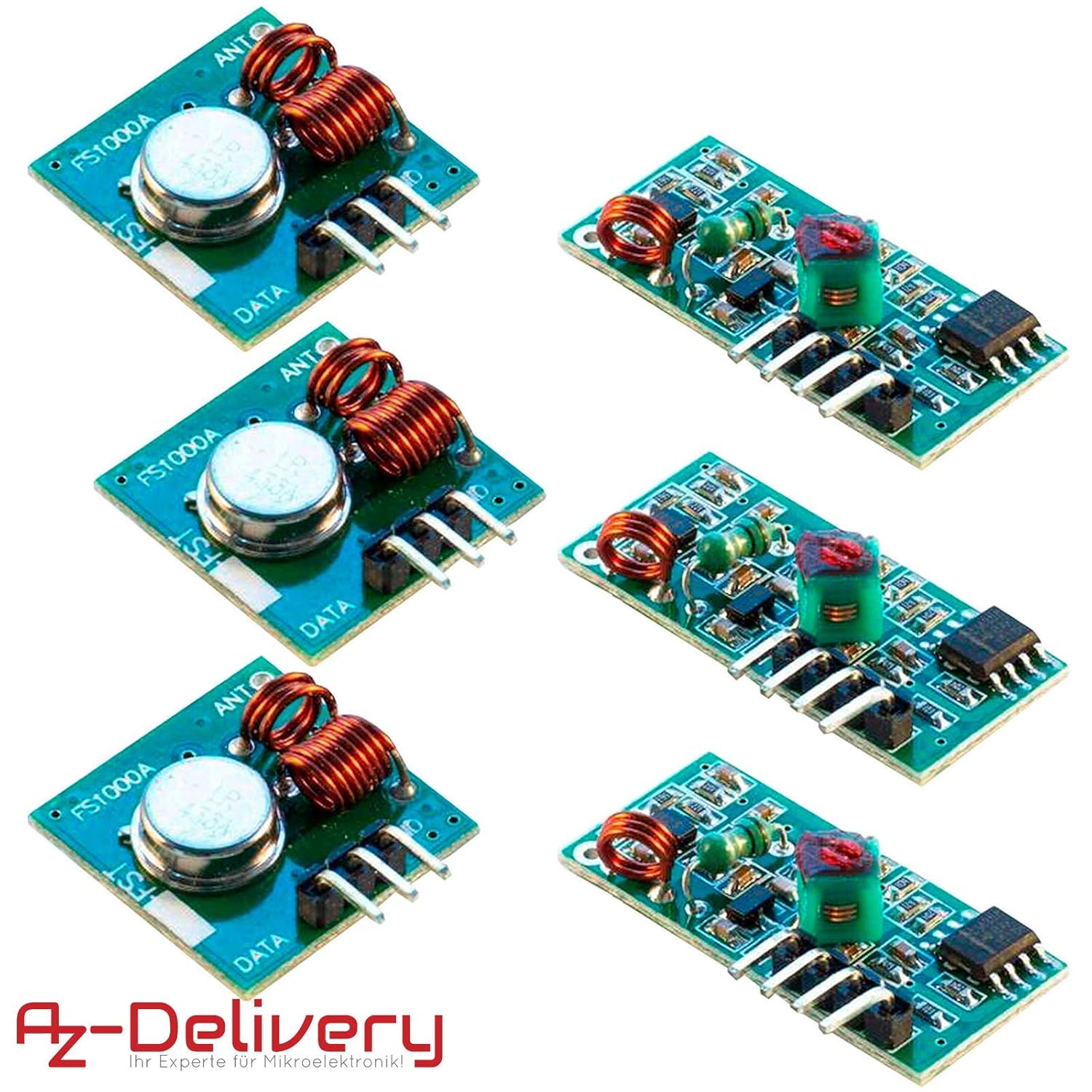 AZDelivery ⭐⭐⭐⭐⭐ 3 x Wireless Transmitter and Receiver 433 MHz Module ...
