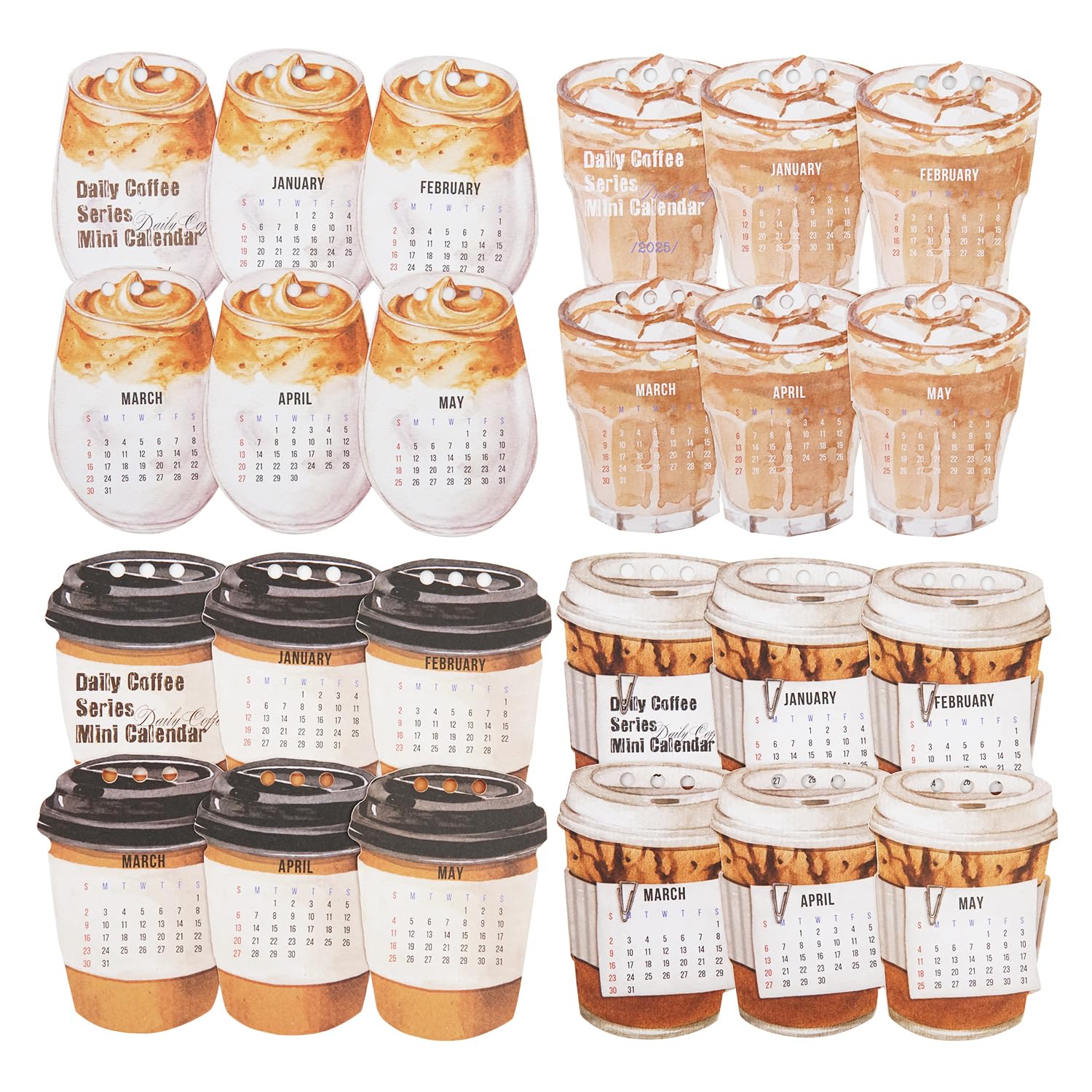 MiyouLuna 4-Pack Coffee-Themed Mini Desk Calendars, Portable Daily ...