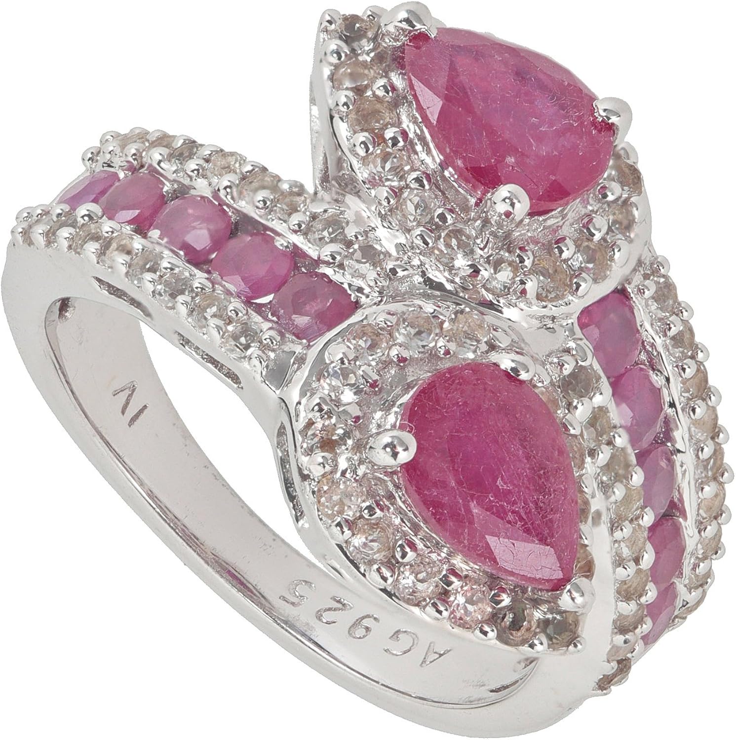 Harry Ivens Damen Ring Sterling-Silber 925 rhodiniert Rubin Weißtopas ...