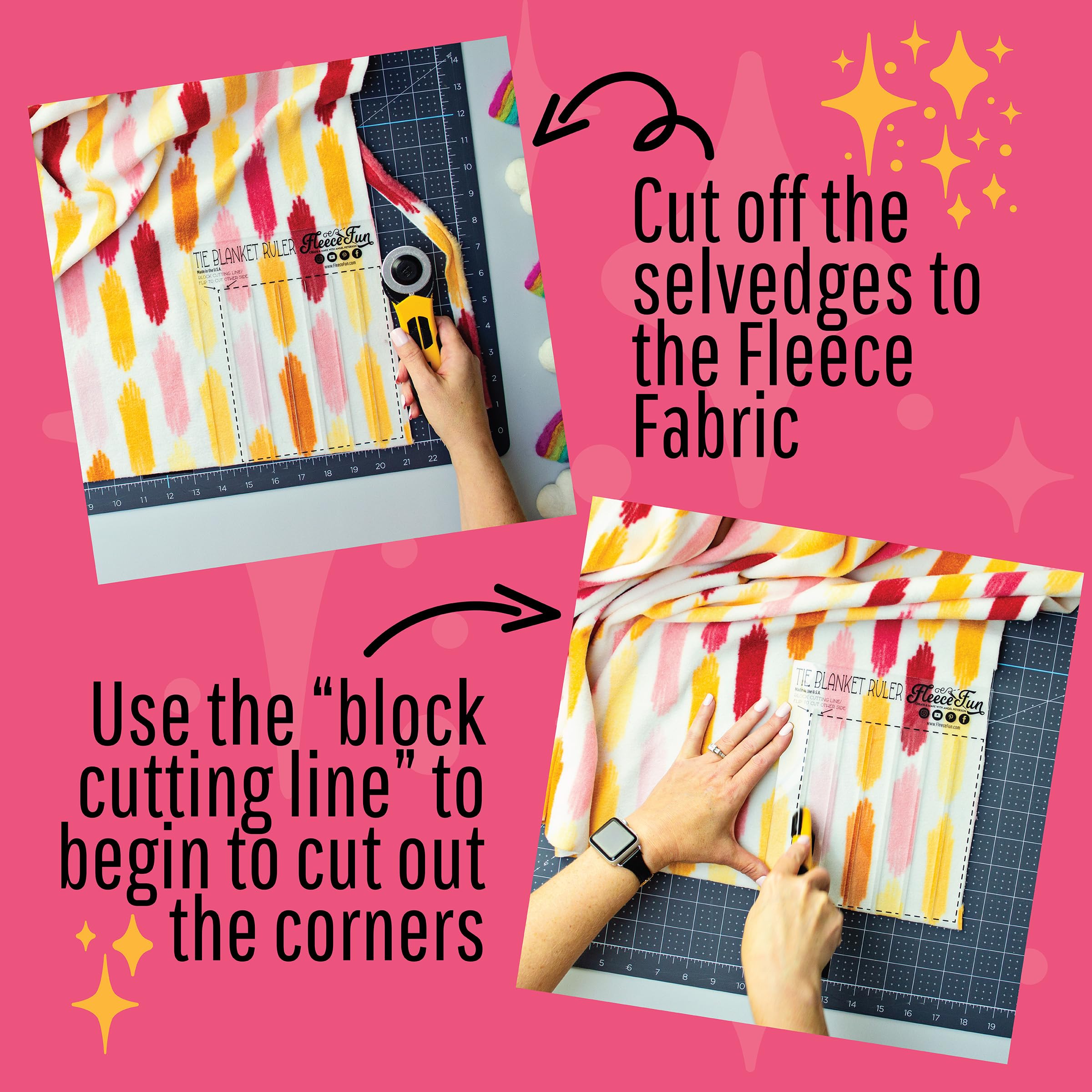 Fleece Tie Blanket Ruler Template For DIY No Sew Blankets And Blanket ...