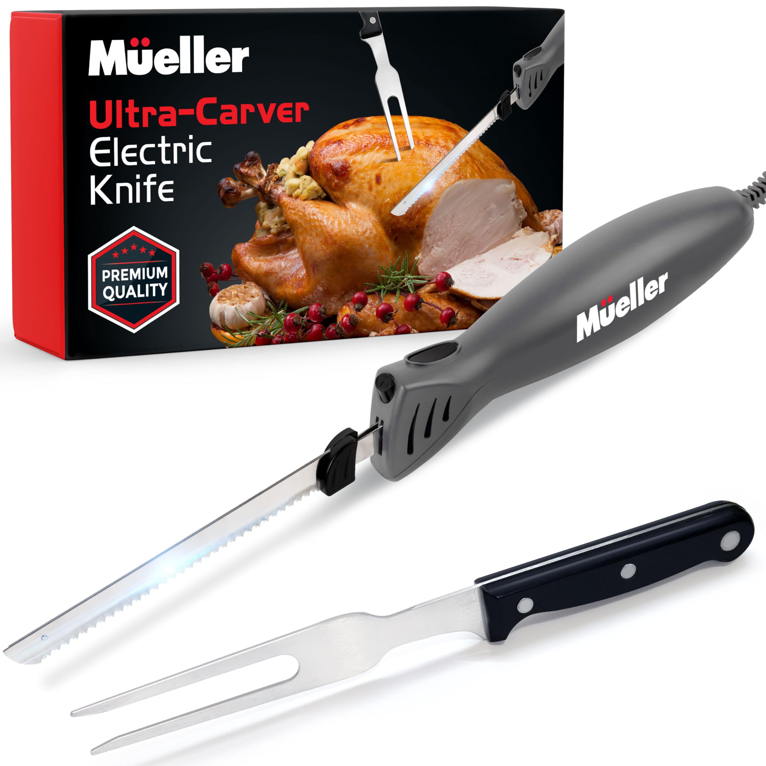 Mueller Ultra-Carver Electric Knife for Meat Slicing, Turkey Carving ...