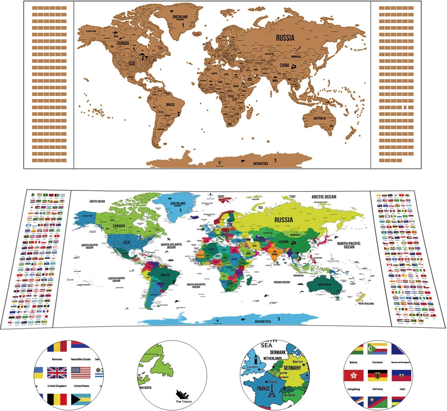 Scratch off World Map Deluxe Edition Detailed Travel Map with Capitals ...