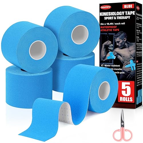 5 Rolls Kinesiology Tape, 2 inch x 16.4 Feet Waterproof Athletic Tape ...