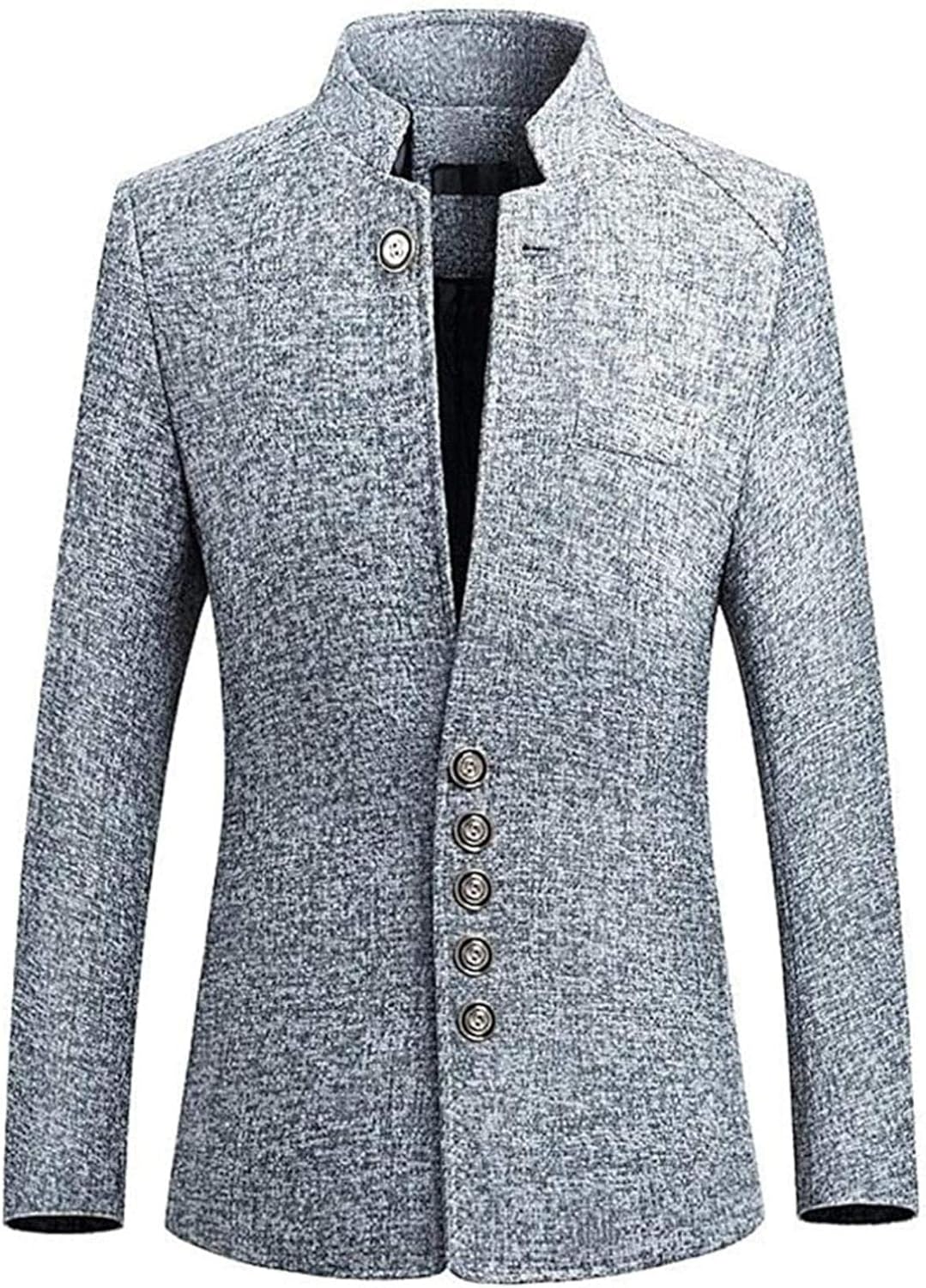 Men Mandarin Collar Casual Slim Fit Blazer Jacket Sport Coats : Amazon ...