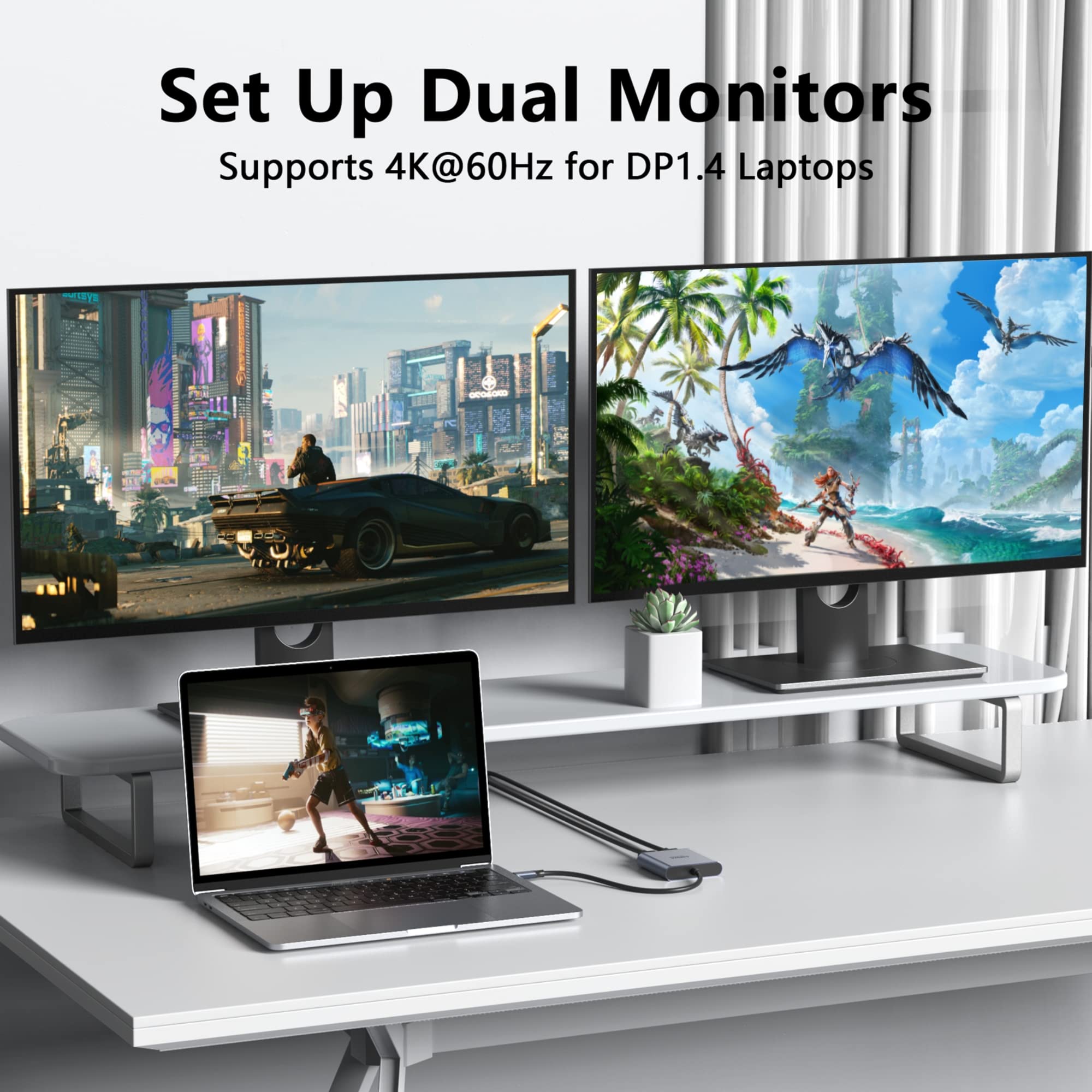 Mua USB-C to Dual 4K DisplayPort Splitter Adapter, USB Type C to ...