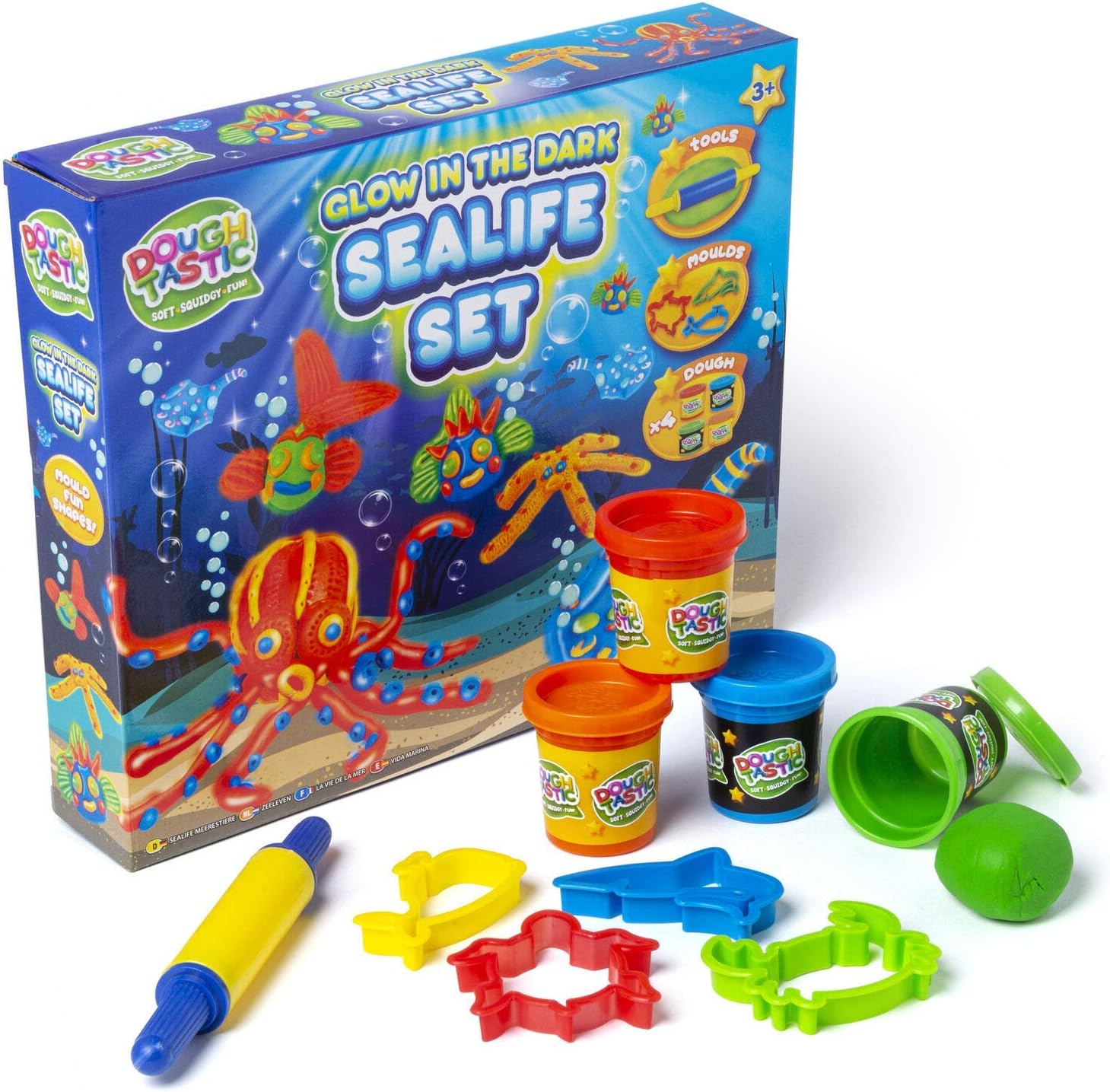 Dough Tastic Glow In The Dark Sealife Set Make Your Own Sea Creatures ...