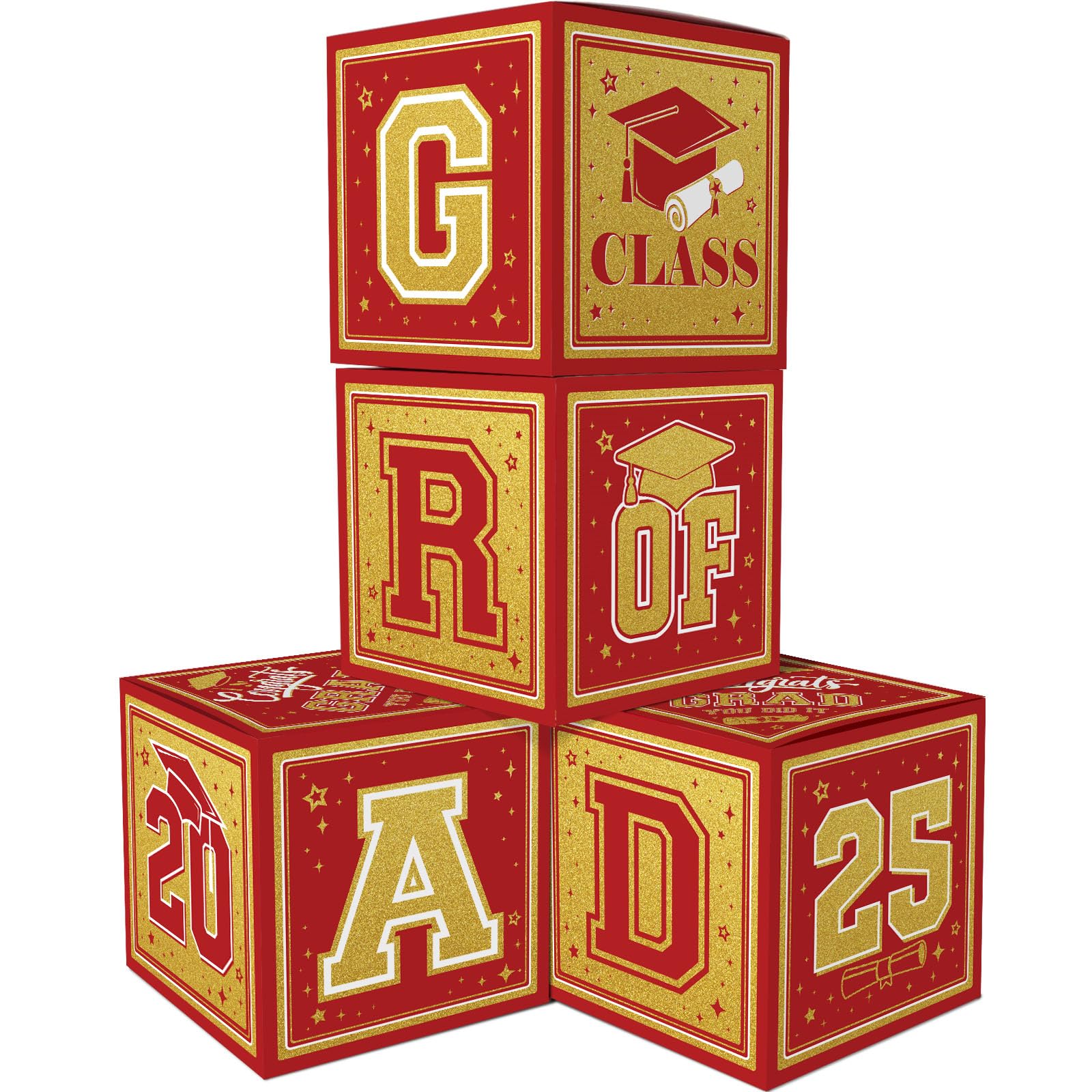 OTTPOOM Graduation Decorations 2025 Grad Party Balloons Boxes Red and ...