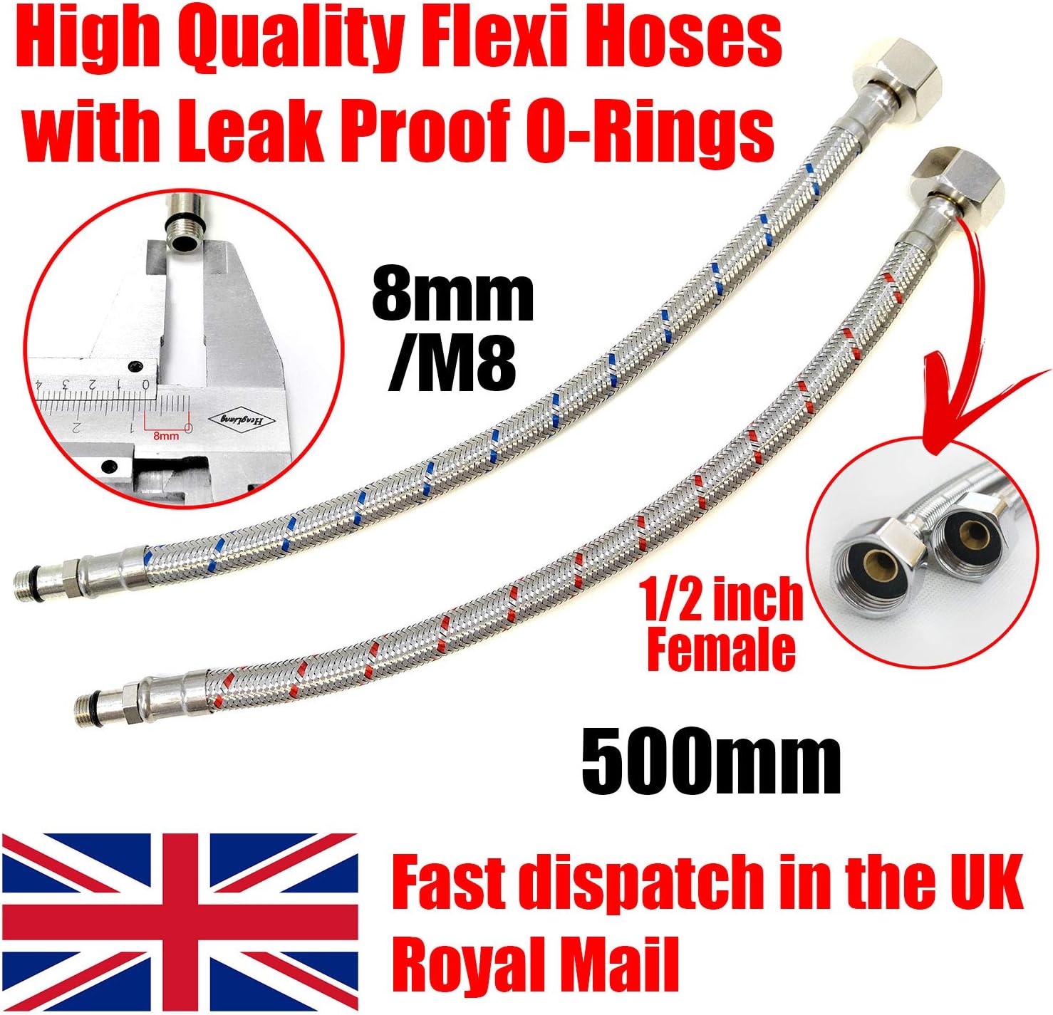 Xcel Home 2 x 8mm x 1/2 BSP (500mm Long) Kitchen/Basin Monobloc Mixer ...