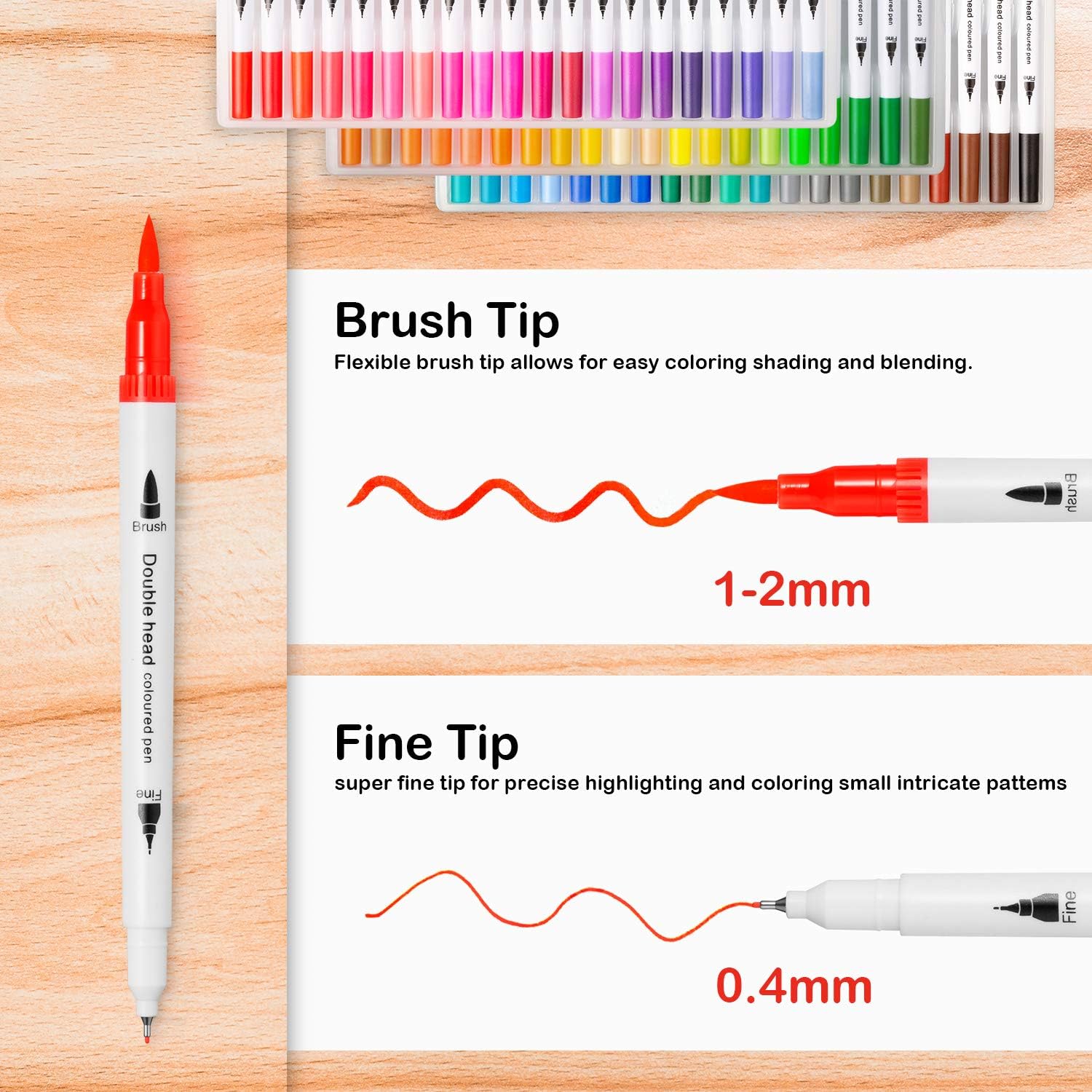 Colouring Brush Pens, 24 Colors Dual Tip Drawing Pens Art Markers for ...