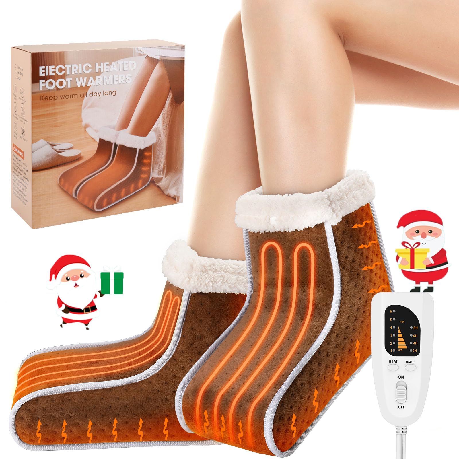 Split Electric Foot Warmer, Quick Heating Pad for Feet, 6-Level Heated ...