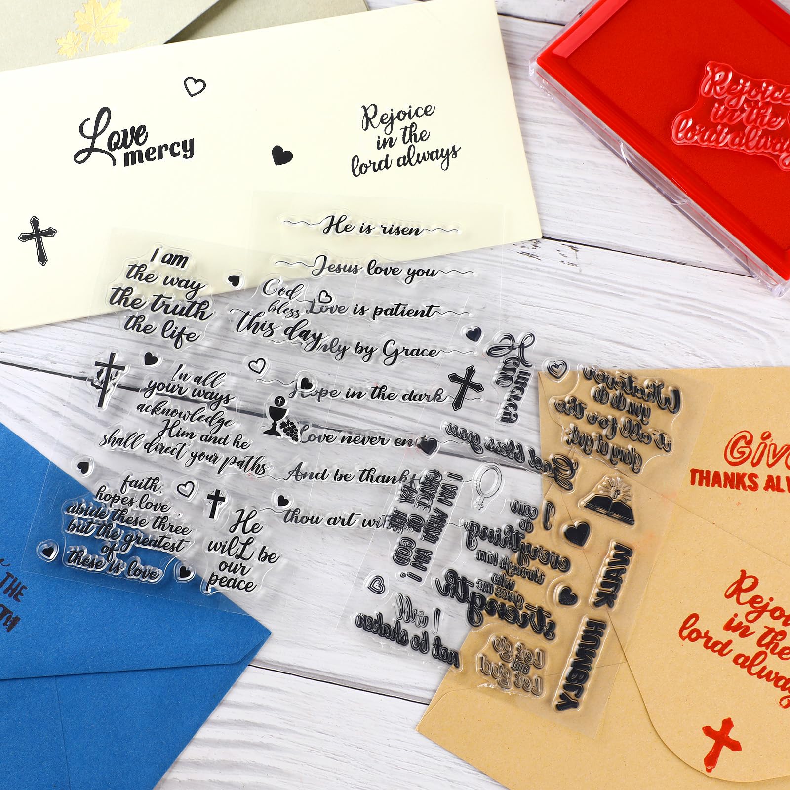 Mua 4 Sheets Words Clear Stamps for Card Making Silicone Sentiment ...