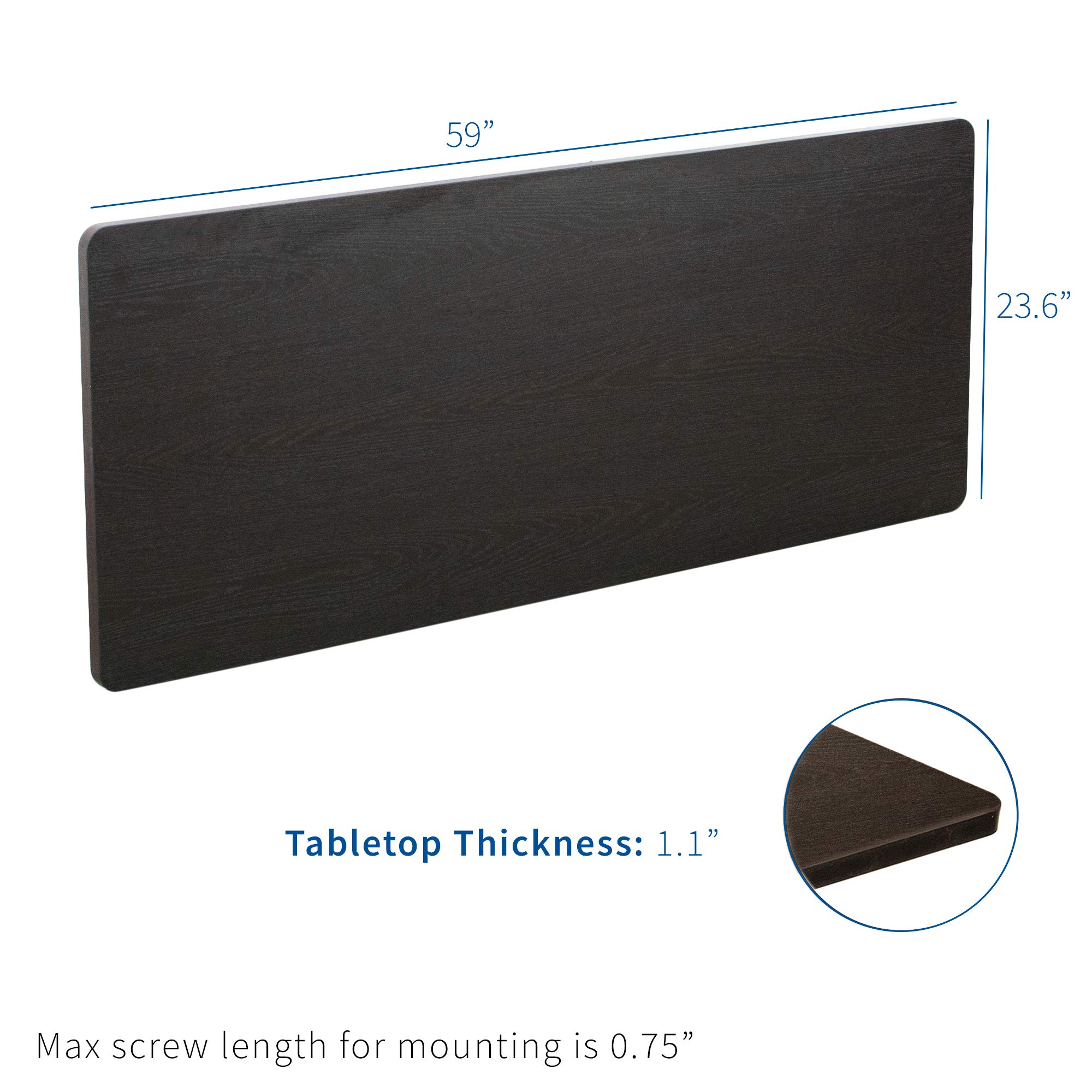 VIVO Espresso 60 x 24 inch Universal Solid One-Piece Table Top for ...