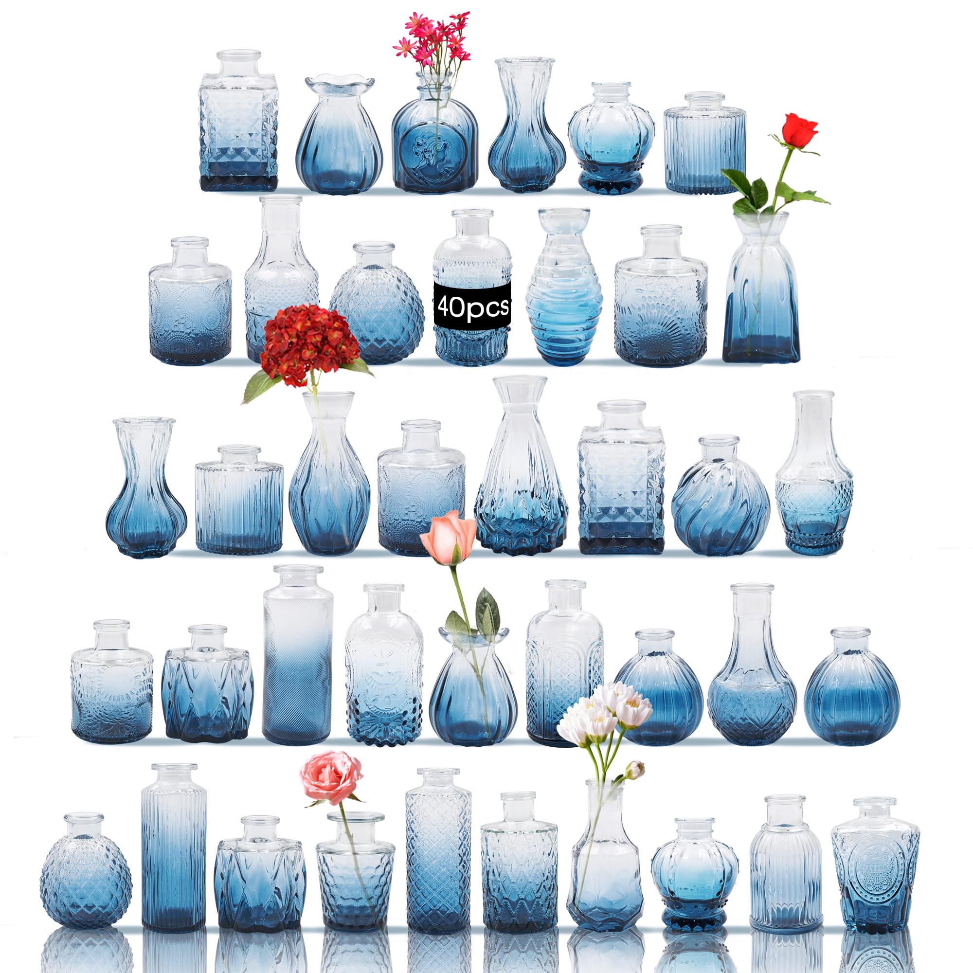 Glass Vases Set of 40 PCS, Small Flower Vases for Wedding Centerpiece ...