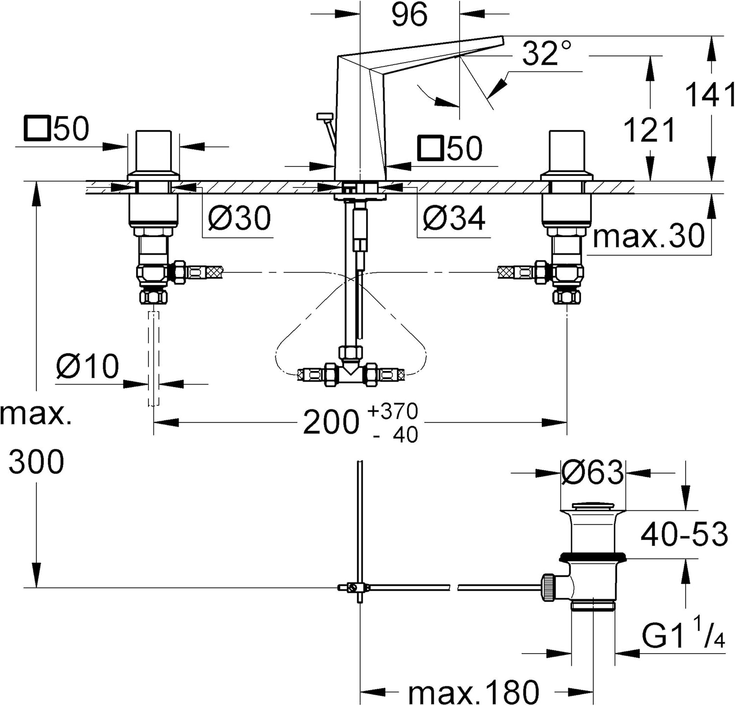 GROHE 20342000 Allure Brilliant Three-Hole Basin Mixer Tap – BigaMart