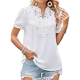 Falechay Womens Summer Tops Crewneck Short Sleeve Shirts Casual Chiffon ...