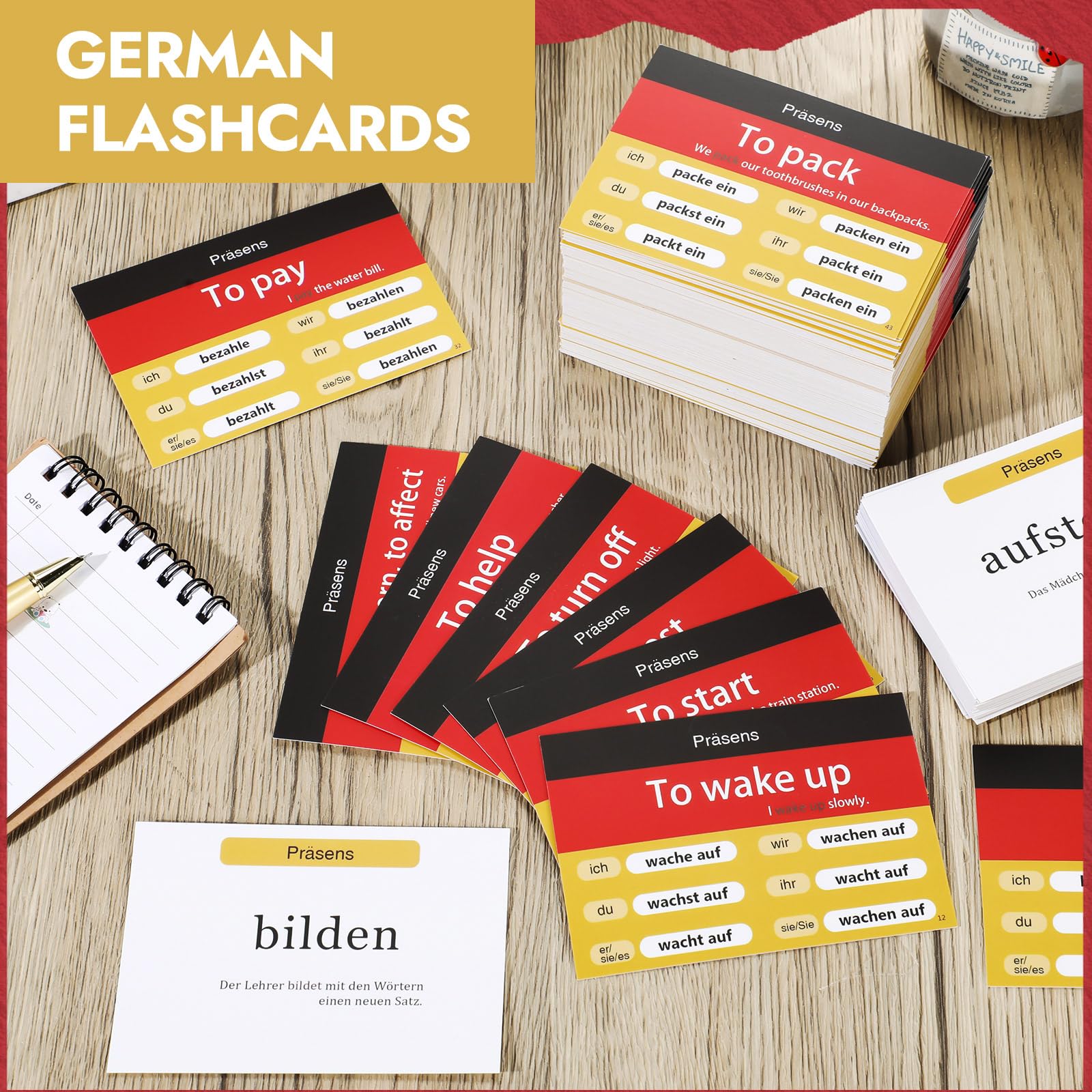 Mua 200 Pcs German Flashcards German Verb Conjugation Present Tense ...