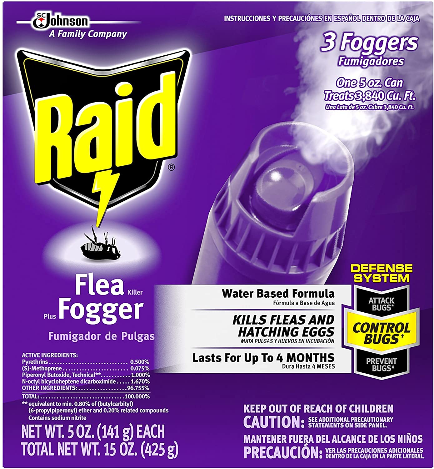 Raid Flea Flogger Plus Killer, Kills Fleas and Hatching Eggs (3 Count ...