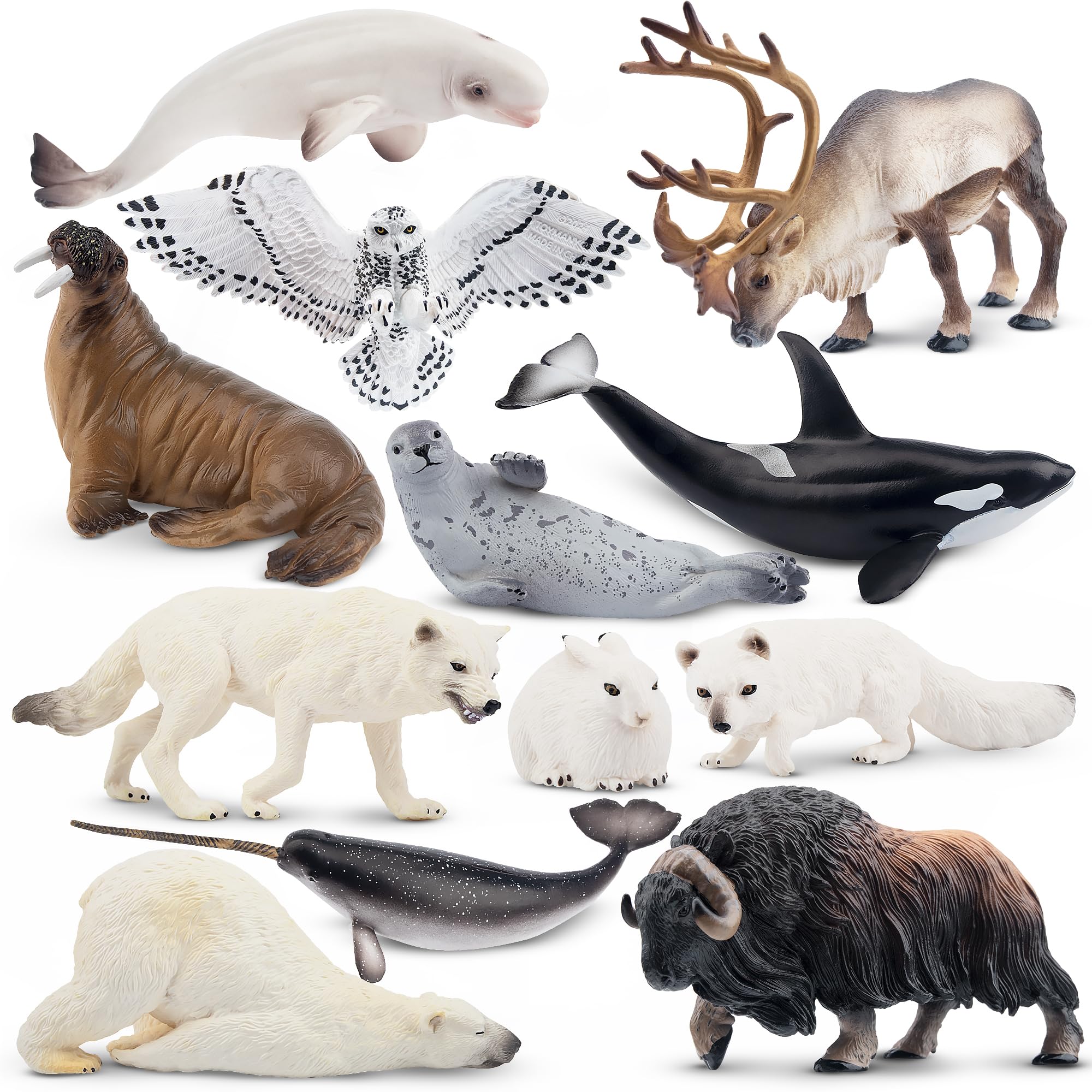 Toymany 12PCS 4-7" Large Polar Animals Figurines, Plastic Arctic Animal ...