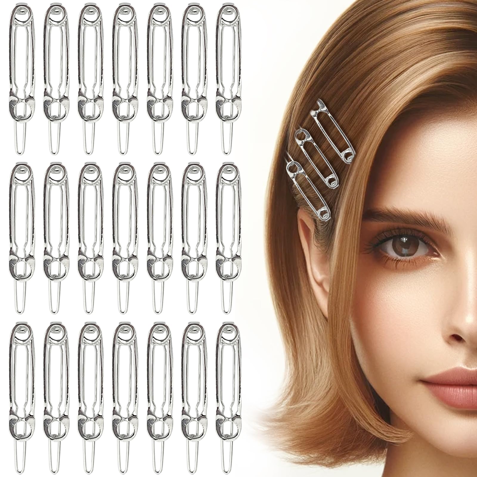 24 Pcs Hair Pins Hair Clips Alloy Safety Pin Shape Hairpin Barrettes ...
