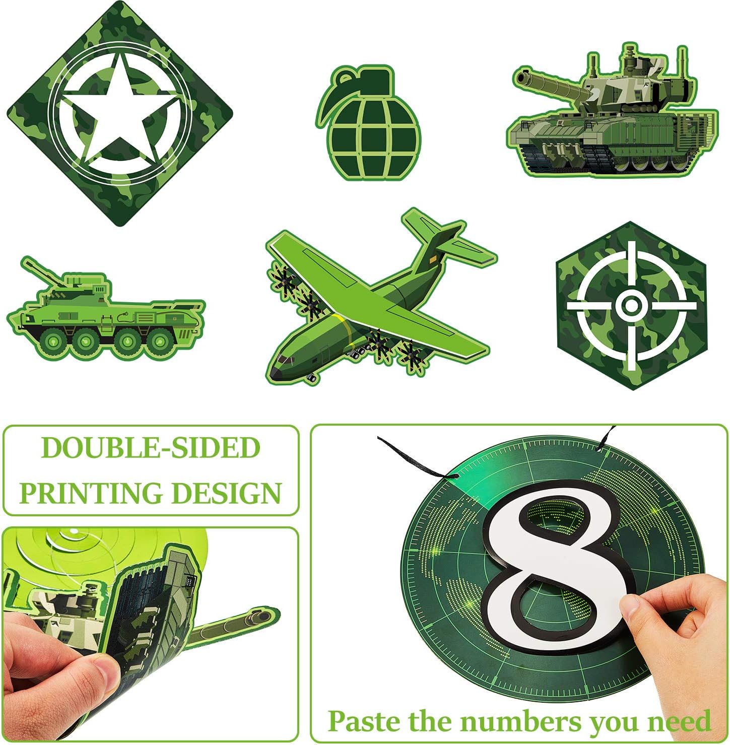 14 Pieces Camouflage Banner Army Birthday Decorations Camo Birthday ...